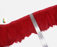 China Party Essential 1 Yard Dyed Goose Nagoire Feather Fringe Trimming with Satin Ribbon Tape for sale