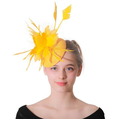 China Dyed Sinamay Base and Feather Fascinator Hat for Wedding Occasion for sale