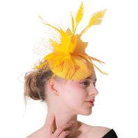 China Dyed Sinamay Base and Feather Fascinator Hat for Wedding Occasion for sale