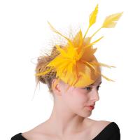 China Dyed Sinamay Base and Feather Fascinator Hat for Wedding Occasion for sale