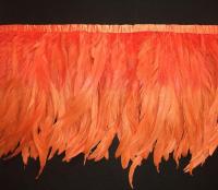 China Party Decoration Ribbon Satin Two Tones Colour Chicken Feather Fringe Trim 12-14 Inch for sale
