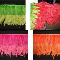 China Party Decoration Ribbon Satin Two Tones Colour Chicken Feather Fringe Trim 12-14 Inch for sale