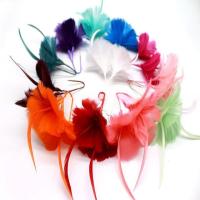 China Party Decoration Dyed Goose Feather and Biot Feather Flower Mount with Wire Accessory for sale