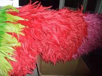 China Party Decoration Ribbon Satin Two Tones Colour Chicken Feather Fringe Trim 12-14 Inch for sale