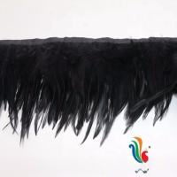 China Dyed Pattern Black Satin Hackle Feather Fringe Trim for Party Decoration 4-6inch for sale