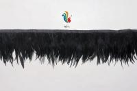 China Dyed Pattern Black Satin Hackle Feather Fringe Trim for Party Decoration 4-6inch for sale