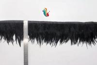 China Dyed Pattern Black Satin Hackle Feather Fringe Trim for Party Decoration 4-6inch for sale
