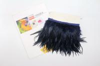 China Dyed Pattern Black Satin Hackle Feather Fringe Trim for Party Decoration 4-6inch for sale