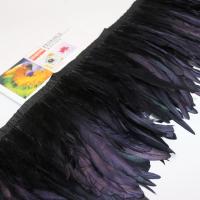 China Party Decoration Ribbon with Black Rooster Coque Feather Fringe Trim and Satin Ribbon for sale