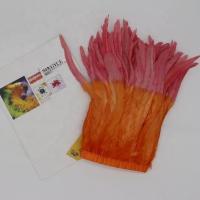 China Pattern Bleached Two Tones Color Rooster Coque Feather Fringe Trim for Samba Costumes for sale