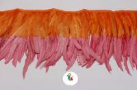 China Pattern Bleached Two Tones Color Rooster Coque Feather Fringe Trim for Samba Costumes for sale