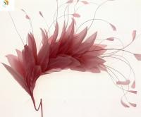 China Millinery Supplies Dyed Pattern Goose Feather Flower Mount with Wire Accessory 15*30 cm for sale