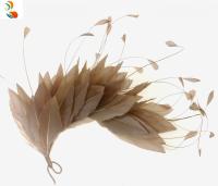 China Millinery Supplies Dyed Pattern Goose Feather Flower Mount with Wire Accessory 15*30 cm for sale