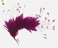China Millinery Supplies Dyed Pattern Goose Feather Flower Mount with Wire Accessory 15*30 cm for sale