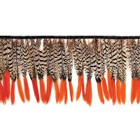China Unique Party Decoration Red Pheasant Feather Fringe Trim with Satin Ribbon Tape via DHL Shipping for sale