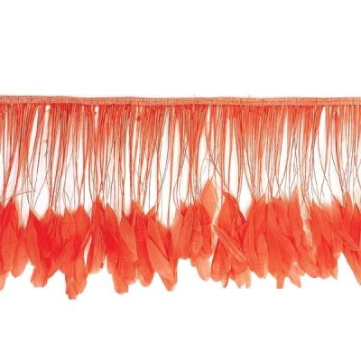 China Party Decoration Stripped Coque Feather Fringe Trim with Satin Ribbon Tape 15-20 cm for sale