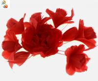 China Party Decoration Goose Feather , Stripped Coque Feathers Flower With Wire Accessory for sale