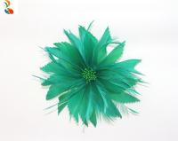 China Patterned Chicken Headband Feather Mounts , Dyed Green Goose Feather Flowers for sale