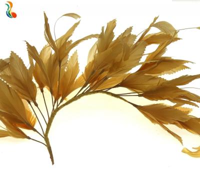 China Dyed Stripped Goose Feather Tree Headwear 20x40cm Millinery Supplies for sale