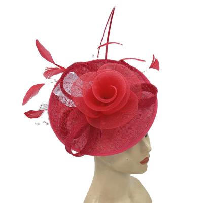 China Be the Center of Attention with this Sinamay and Feather Fascinator in Dyed Pattern for sale