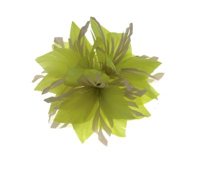 China Dyed Pattern Chicken Feather Flower Mount with Stripped Design and Wire Accessory for sale