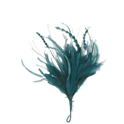 China Party Decoration Stripped Coque and Emu Feather Flower Mount with Satin Ribbon Tapes for sale