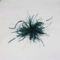 China Party Decoration Stripped Coque and Emu Feather Flower Mount with Satin Ribbon Tapes for sale