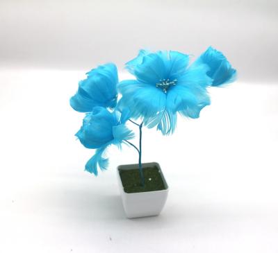 China 10*20 cm Dimension Goose Feather Flower Mount with Wire Accessory for sale