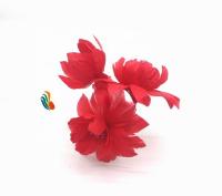 China Christmas Decoration Supplies Dyed Party Goose Feather Flower Mount with Wire Accessory for sale