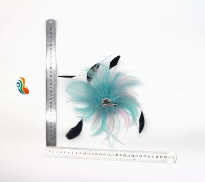 China Party Decoration 5*15 cm Hackle and Ostrich Feather Flower Mount with Wire Accessory for sale