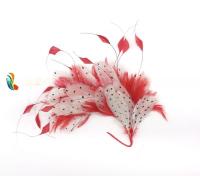 China Dyed Party Decoration Stripped Coque Feather and Goose Feather Flower Mount with Wire Accessory for sale