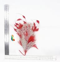 China Dyed Party Decoration Stripped Coque Feather and Goose Feather Flower Mount with Wire Accessory for sale