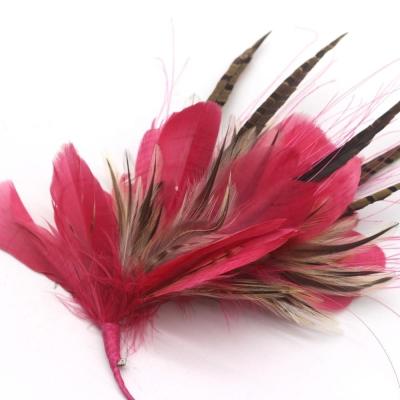 China Millinery Supplies Ringneck Pheasant Feather Flower Mount with Wire Accessory for sale