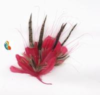 China Millinery Supplies Ringneck Pheasant Feather Flower Mount with Wire Accessory for sale