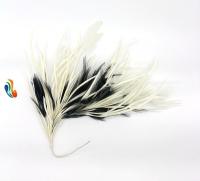 China 15*30 cm Party Decoration Hackle Feather and Stripped Coque Feather Flower Mount with Wire Accessory for sale