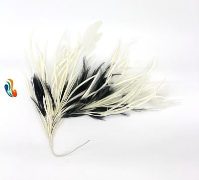 China 15*30 cm Party Decoration Hackle Feather and Stripped Coque Feather Flower Mount with Wire Accessory for sale