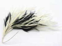 China 15*30 cm Party Decoration Hackle Feather and Stripped Coque Feather Flower Mount with Wire Accessory for sale
