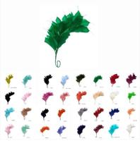 China Dyed Millinery Supplies Stripped Goose Feather Flower Mount with Wire Accessory for sale