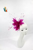 China Goose Feather and Stripped Coque Flower Mount Feather Headwear for Halloween 15*30 CM for sale