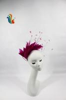 China Goose Feather and Stripped Coque Flower Mount Feather Headwear for Halloween 15*30 CM for sale