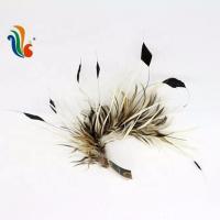 China 15*30 cm Goose Feather Millinery Supplies with Stripped Coque and Hackle Flower Mount for sale