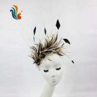 China 15*30 cm Goose Feather Millinery Supplies with Stripped Coque and Hackle Flower Mount for sale