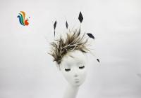 China 15*30 cm Goose Feather Millinery Supplies with Stripped Coque and Hackle Flower Mount for sale