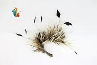 China 15*30 cm Goose Feather Millinery Supplies with Stripped Coque and Hackle Flower Mount for sale