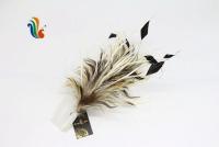 China 15*30 cm Goose Feather Millinery Supplies with Stripped Coque and Hackle Flower Mount for sale