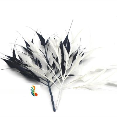 China Mother's Day Party Decoration Stripped Goose Feather Flower Mount with Wire Accessory for sale