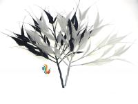China Mother's Day Party Decoration Stripped Goose Feather Flower Mount with Wire Accessory for sale