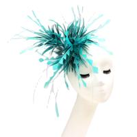 China Party Decorations Stripped Coque and Hackle Feather Flower Mount with Wire Accessory for sale