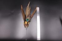 China 10*30 cm Brass Brooch featuring Dyed Pheasant Feather Flower Mount Detail Option for sale