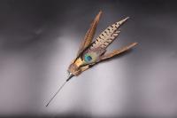 China 10*30 cm Brass Brooch featuring Dyed Pheasant Feather Flower Mount Detail Option for sale
